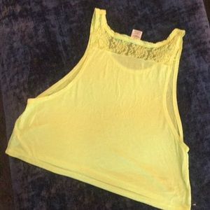 PINK Victoria's Secret | Tops | Yellow Neon Pink Crop Top | Poshmark